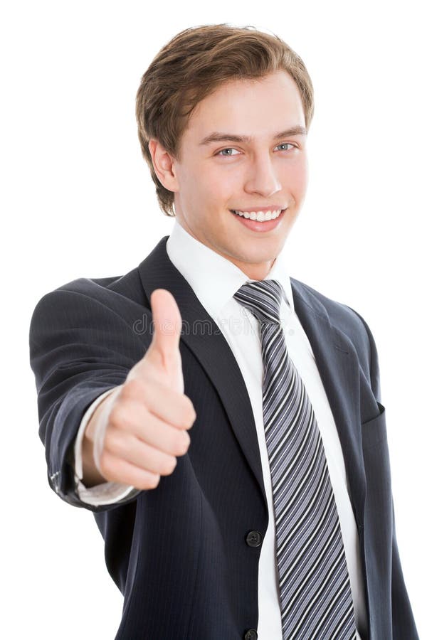 Business Man Going Thumb Up Stock Image - Image of sign, hair: 33764119