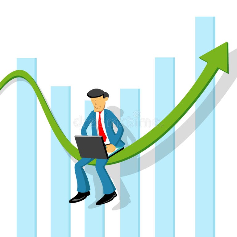 Business man with graph stock vector. Illustration of computer - 17547526