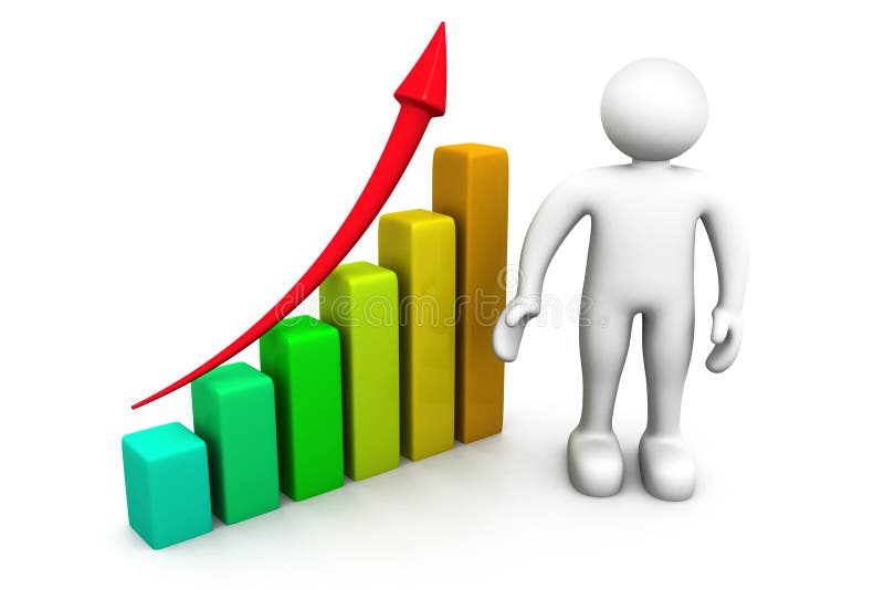 Business man with graph stock illustration. Illustration of selling ...