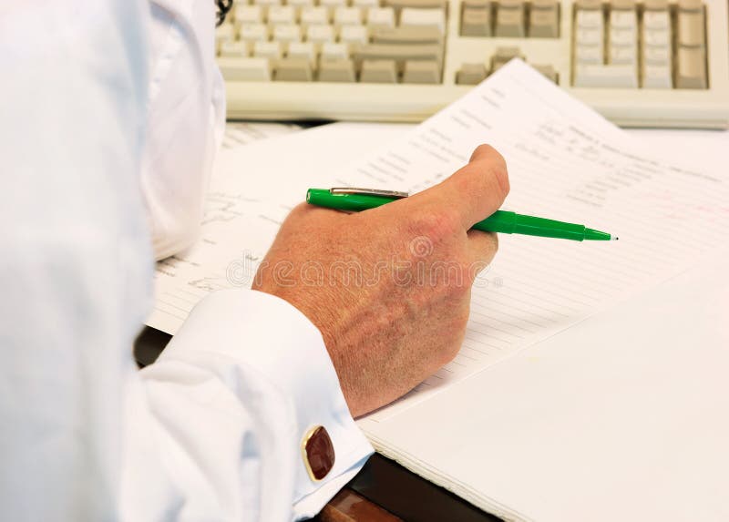 Business Man with Green Pen Stock Image - Image of life, communications ...