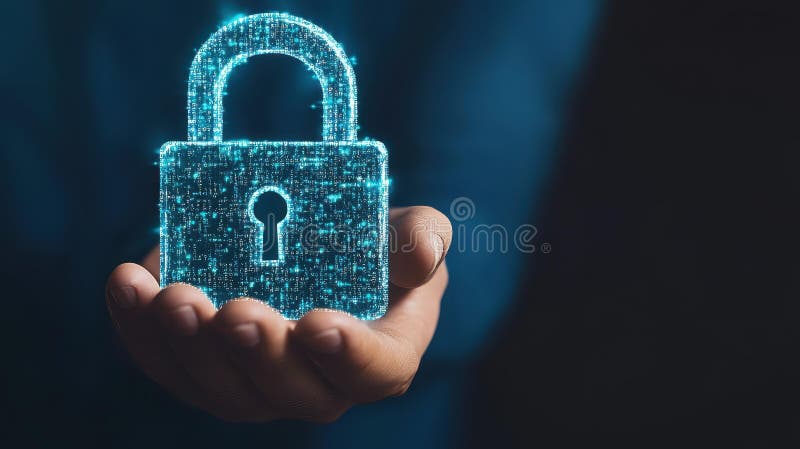 A Business Man Grips a Lock Icon, Symbolizing Modern Security in ...
