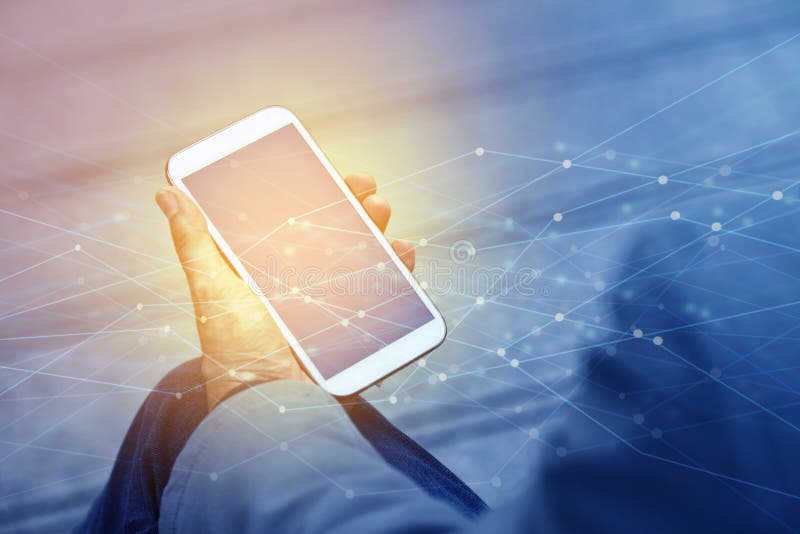 Connection Technologies Background, Human Finger Touching on Global ...