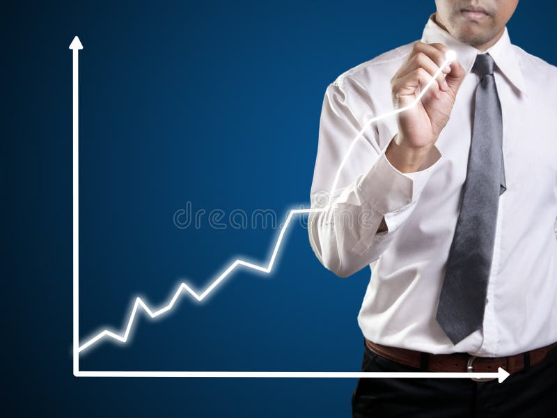 Business Man Hand Drawing a Graph Stock Photo - Image of control ...