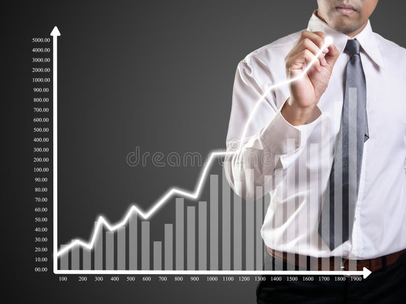 Business Man Hand Drawing a Graph Stock Photo - Image of growth ...