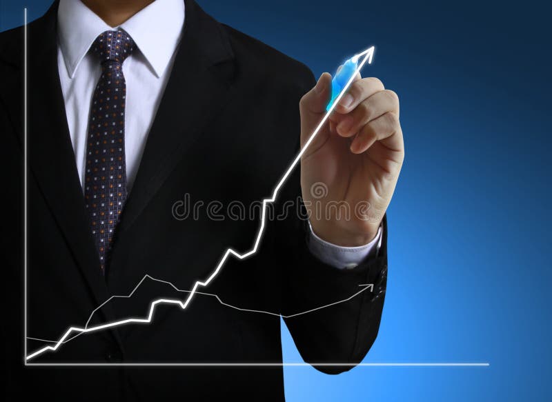 Business Man Hand Drawing Graph Stock Photo - Image of hand, isolated ...