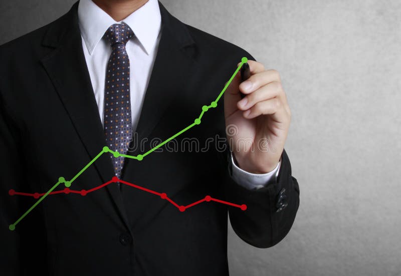 Business Man Hand Drawing Graph Stock Photo - Image of business, copy ...