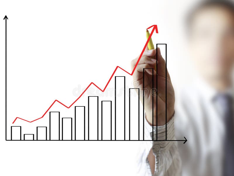 Business Man Hand Drawing Graph Stock Image - Image of consultant ...