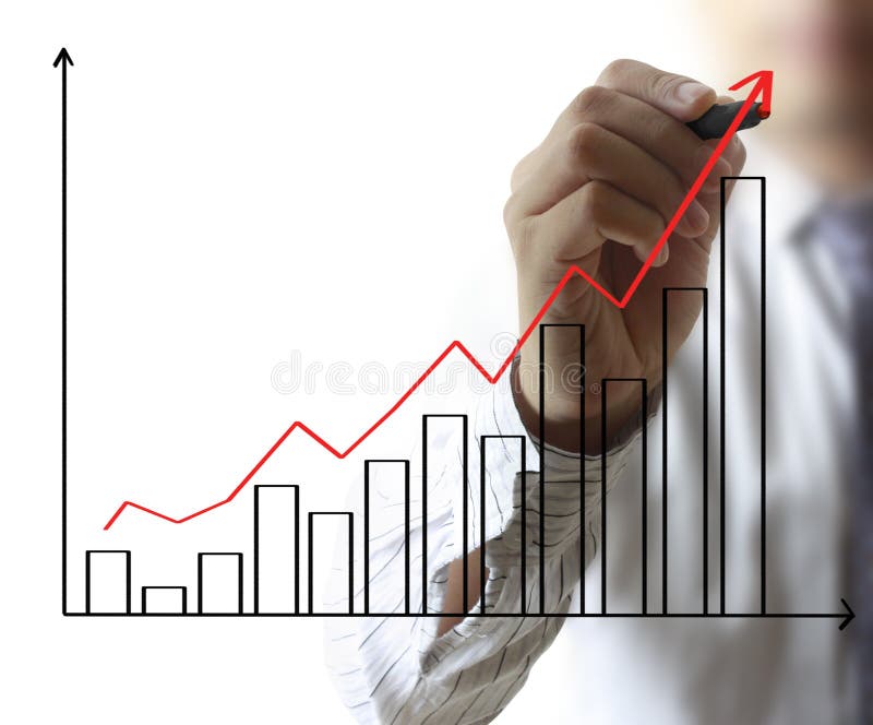 Business Man Hand Drawing Graph Stock Photo - Image of financial, blank ...