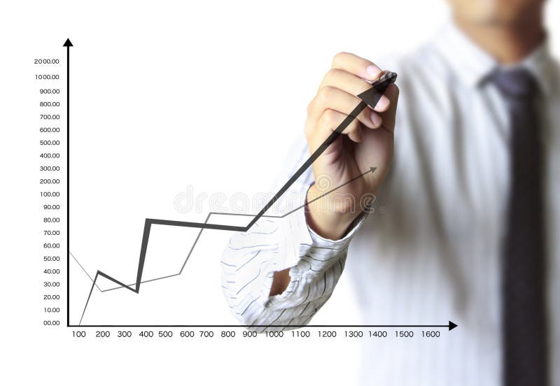 Business Man Hand Drawing Graph Stock Photo - Image of graph, financial ...