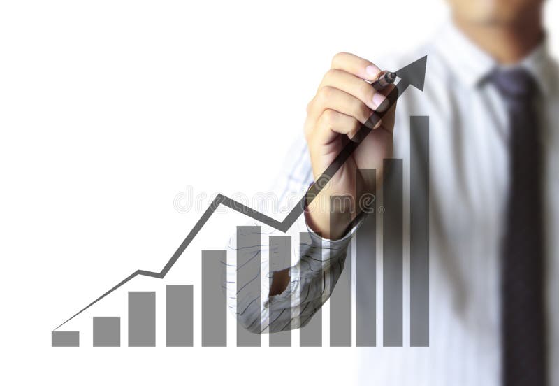 Business Man Hand Drawing Graph Stock Image - Image of competition ...