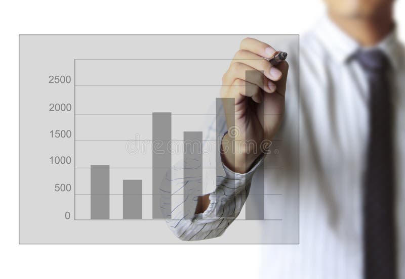 Business Man Hand Drawing Graph Stock Photo - Image of finance ...