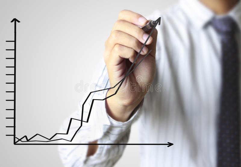 Business Man Hand Drawing Graph Stock Photo - Image of blank ...