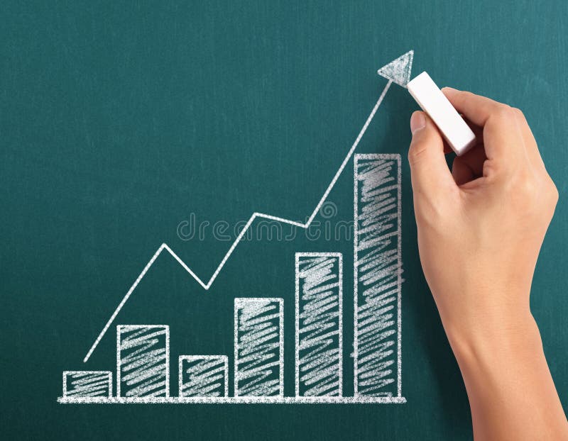 Business Man Hand Drawing a Graph Stock Photo - Image of investment ...