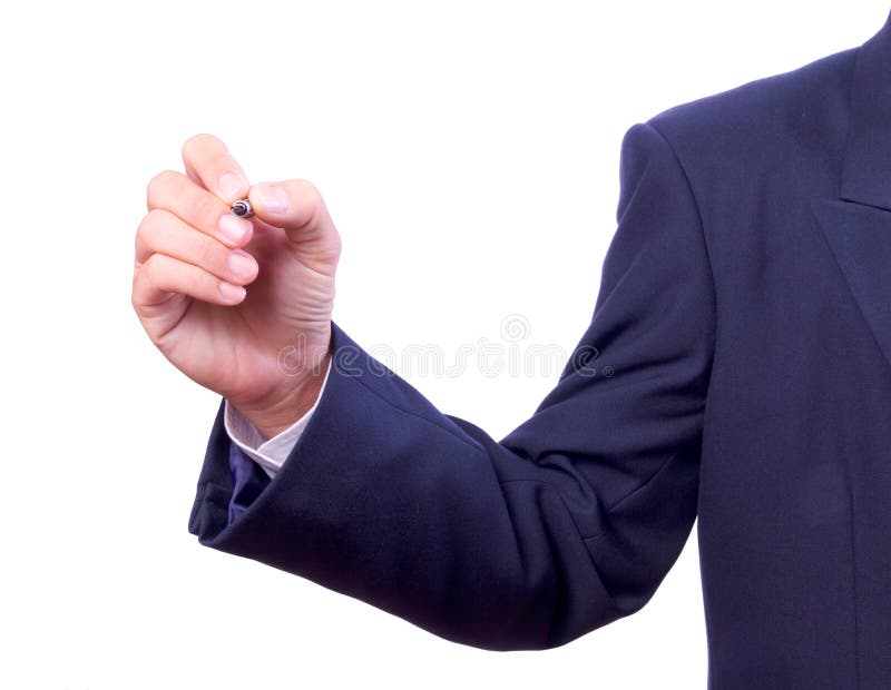 Business Man Hand Holding Pen Stock Photo - Image of positivity ...