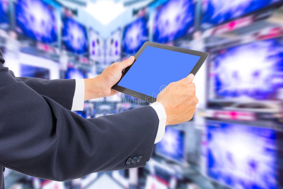 Business Man Hand Holding Tablet PC Stock Image - Image of business ...