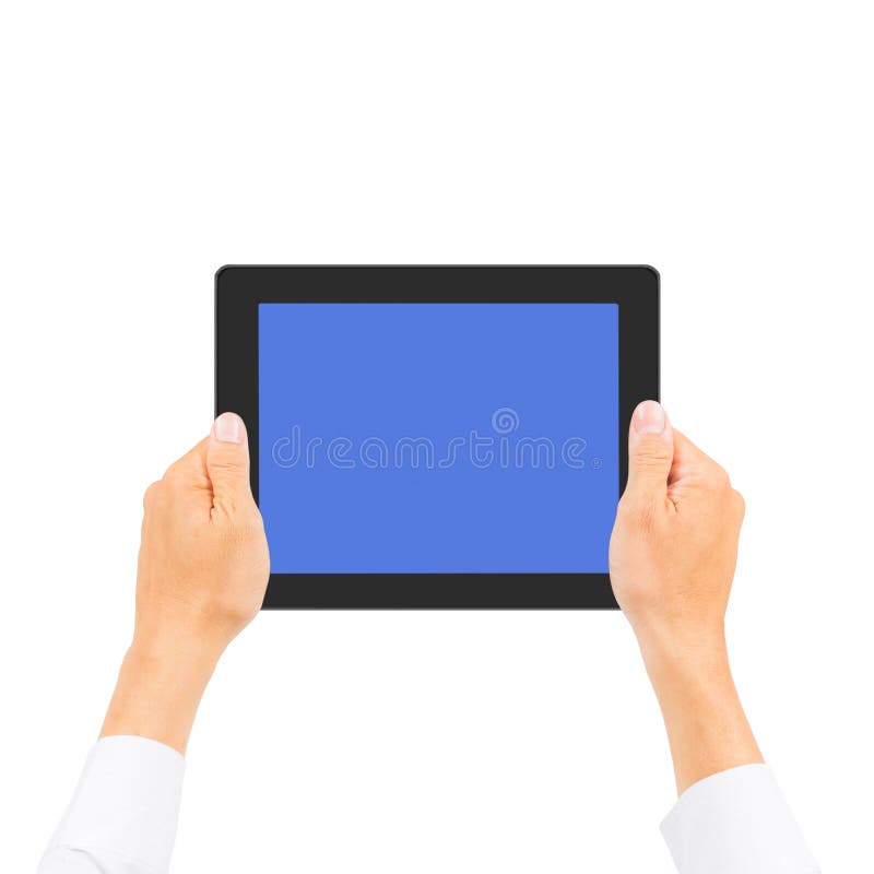 Business Man Hand Holding Tablet PC Stock Photo - Image of liquid ...