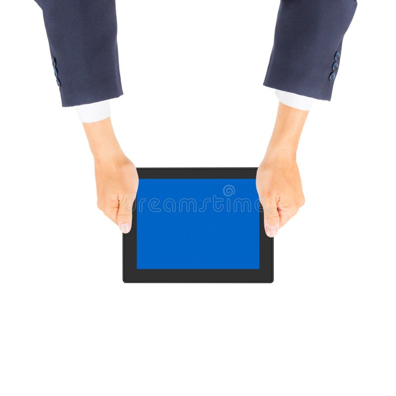 Business Man Hand Holding Tablet PC Stock Photo - Image of isolated ...