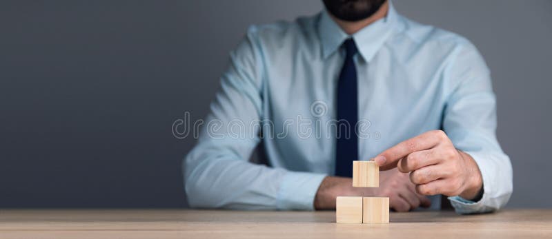 Business Man Hand Holding Wooden Blocks Stock Photo - Image of cube ...