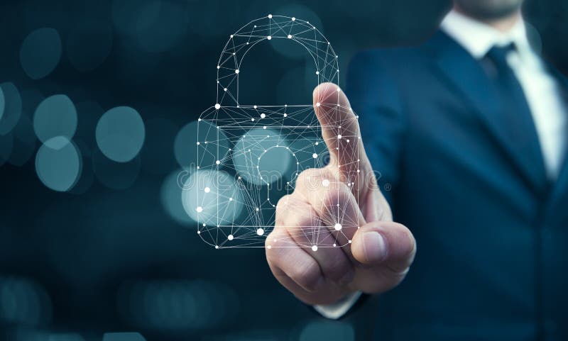 Business man hand lock stock photo. Image of smart, digital - 168293706