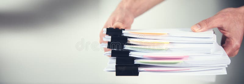 Business Man Hand Document Report Paper Stock Image - Image of workload ...