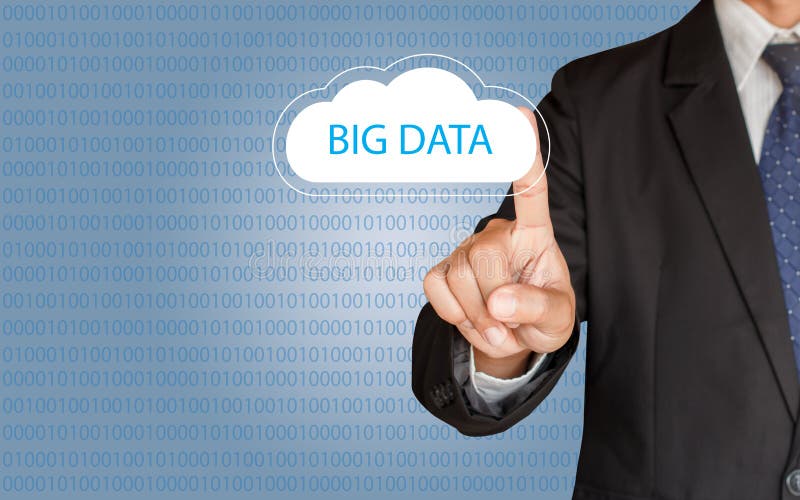 Business Man Hand Touching BIG DATA on Binary Code Stock Photo - Image ...