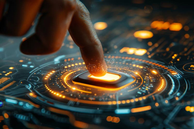 Business Man Hand Touching on Virtual Digital Padlock Key Diagram with ...