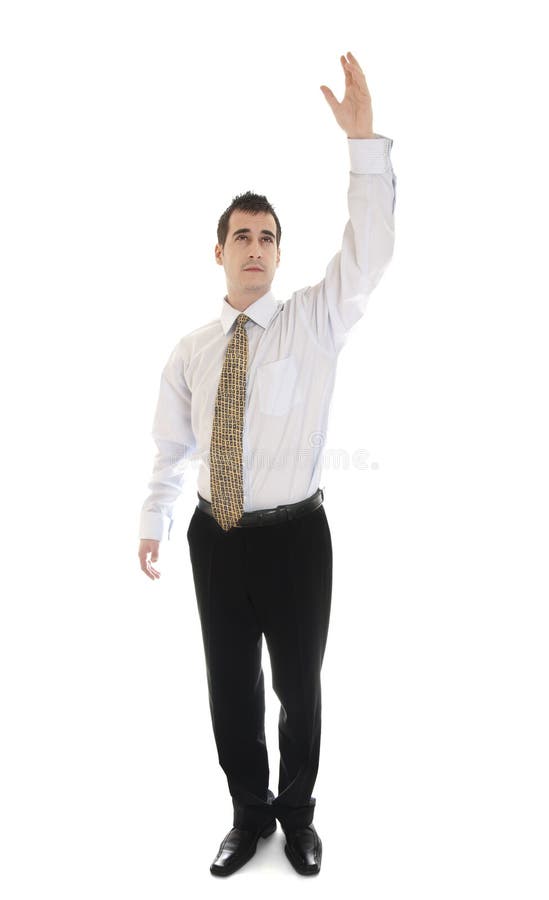 Business man hand up stock photo. Image of full, confident - 18586640