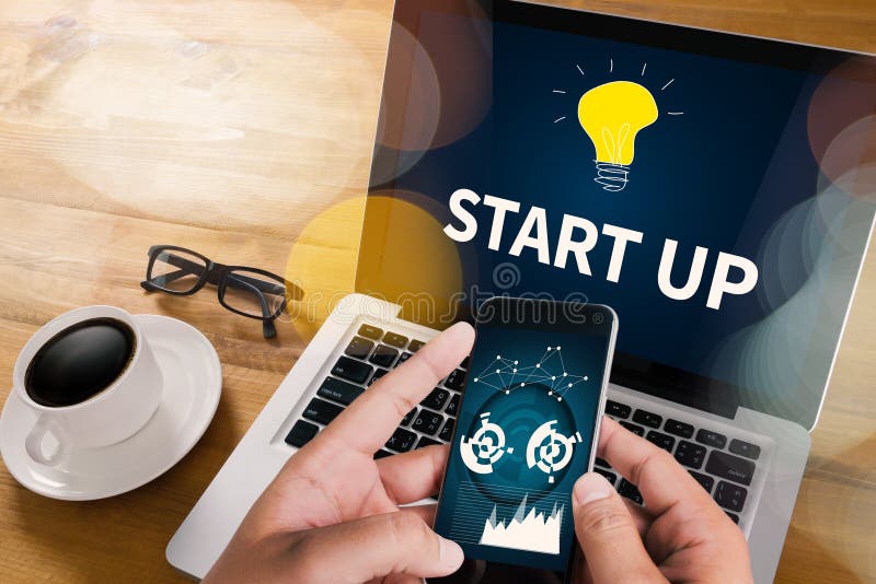 Business Man Hand Working on Laptop Computer Start Up, Working W Stock ...