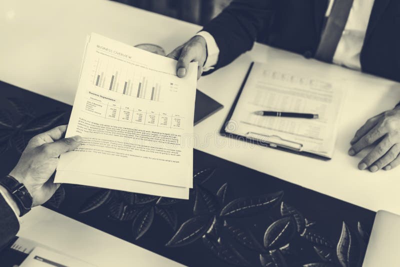 Business Man Handing Out Report Restaurant Table Concept Stock Photo ...