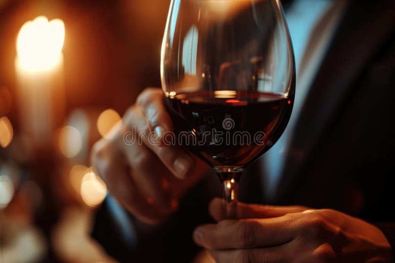 Business Man Hands Holding a Red Wine Glass .generative Ai Stock ...