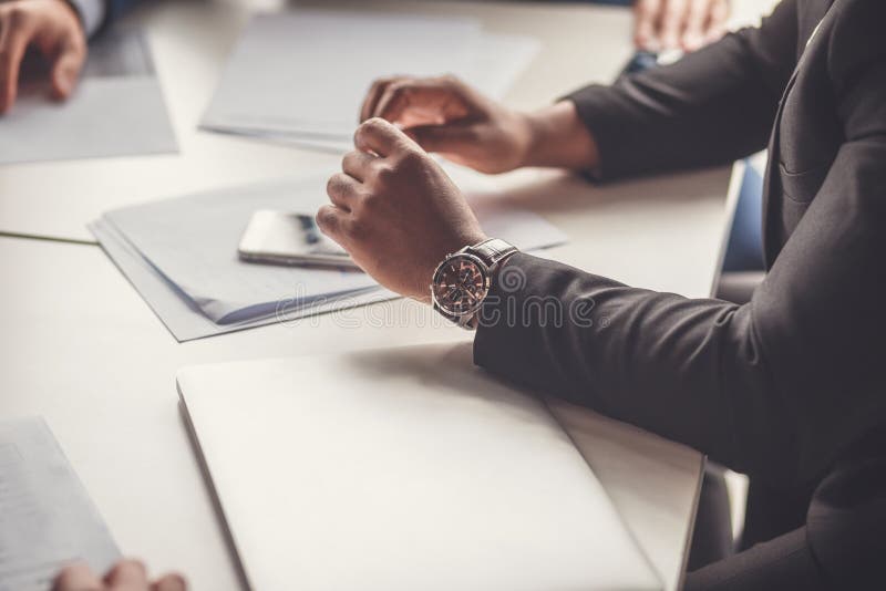 Close Up Business Man Hands on Table, Classic Business Stock Photo ...