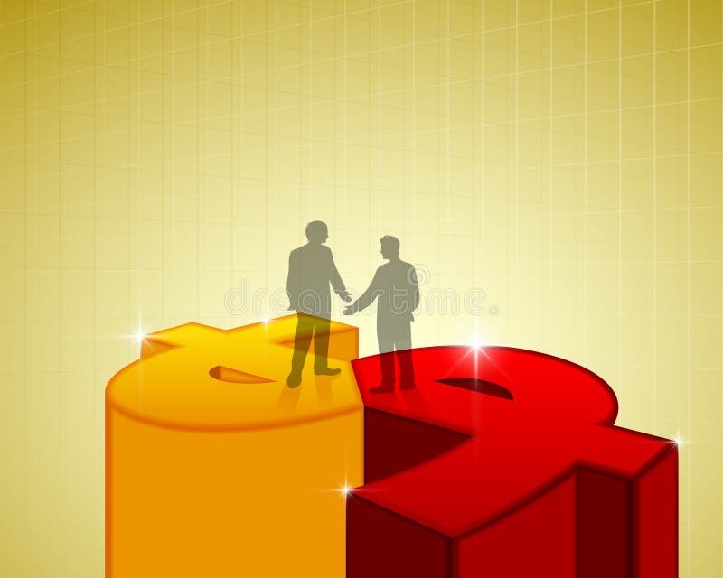 Business Man Handshake Standing on Money Sign Stock Vector ...