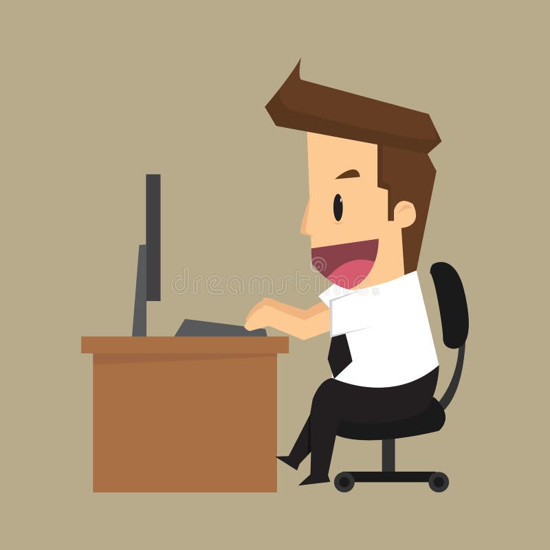 Business Man is Happy with the Work, Desk Stock Vector - Illustration ...