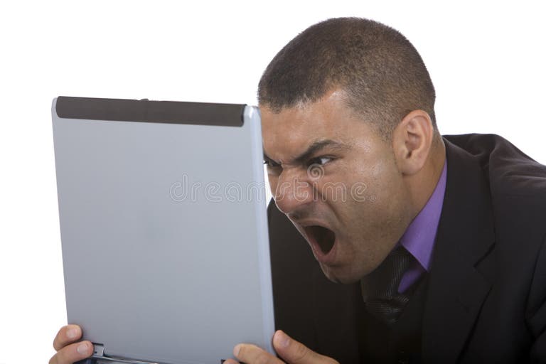 Business Man Has Stress with Computer Stock Photo - Image of blue ...
