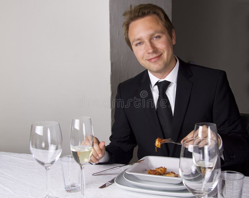Business Man is Having Lunch Stock Image - Image of elegant, fine: 10606343