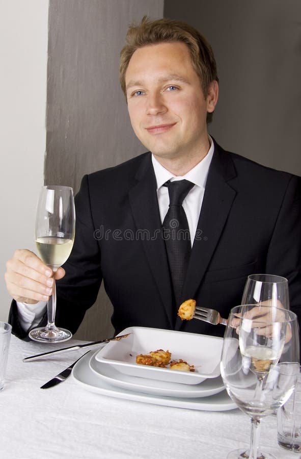 Business Man is Having Lunch Stock Image - Image of person, appetizing ...