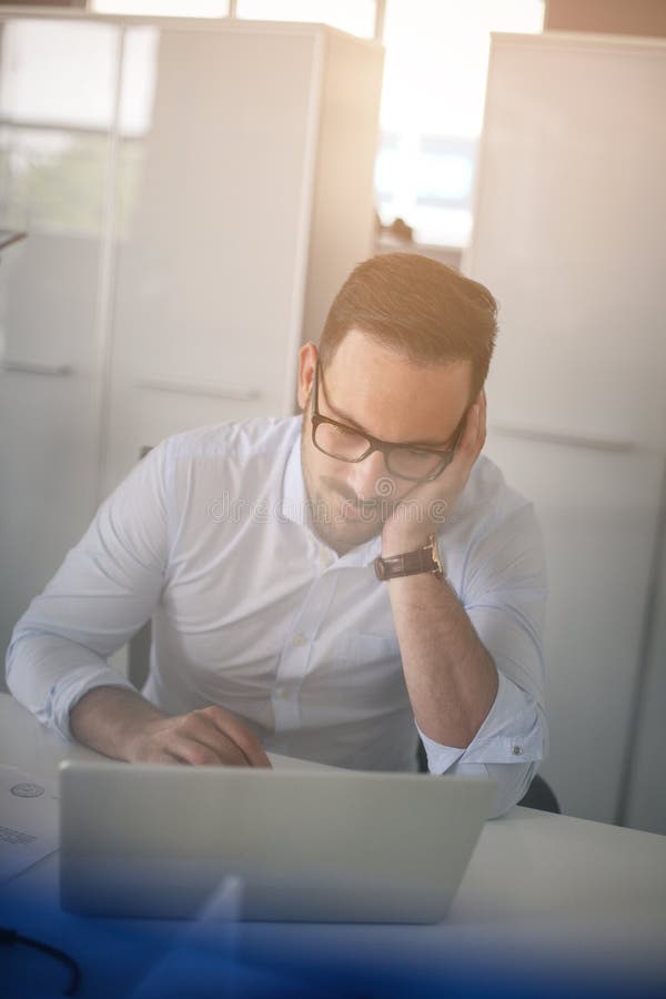 Business Man Having Problem in the Work. Business Man Sitting in Stock ...