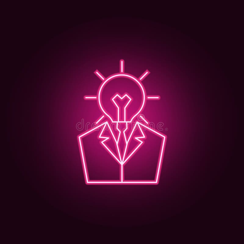 Business Man Head Light Bulb Neon Icon. Elements of Idea Set Stock ...