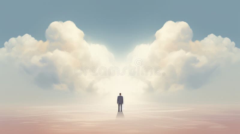 Business Man High in the Clouds AI Generated Stock Illustration ...
