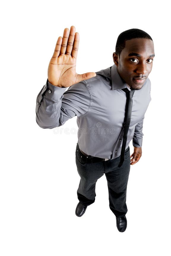 Business Man with His Hand Up Stock Image - Image of pledge, career ...