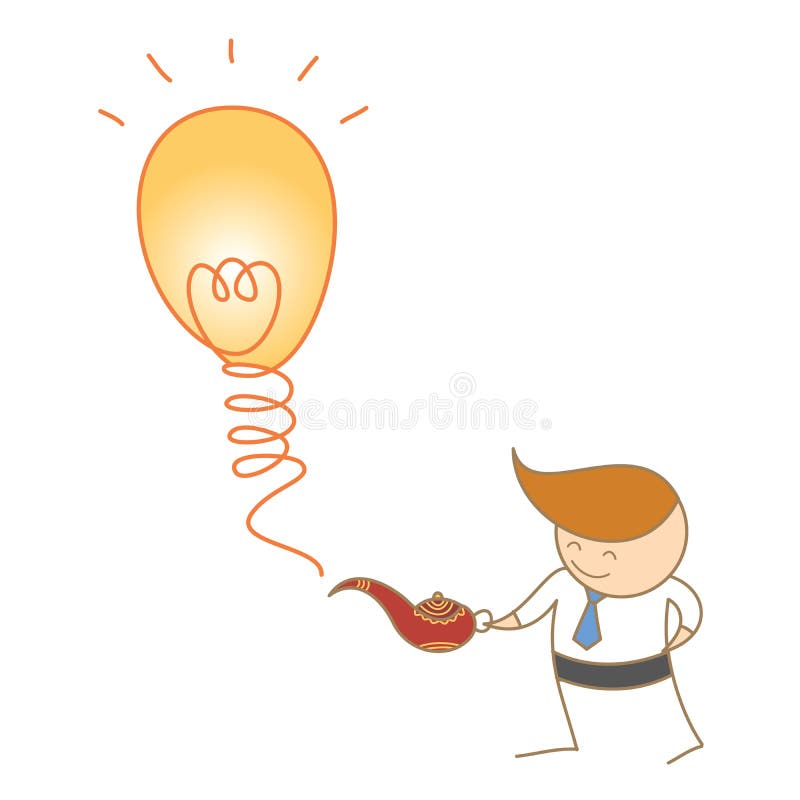 Stickman Light Bulb Idea, Creative Stock Vector - Illustration of ...