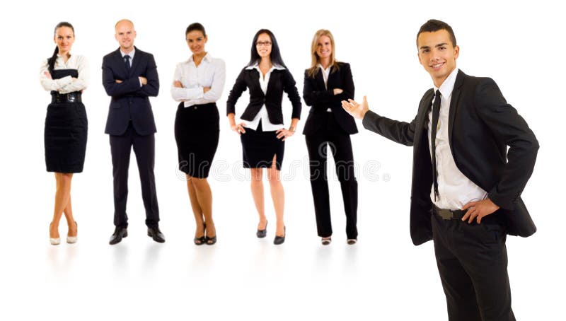 Business Team with a Leader Stock Photo - Image of friendly, adult ...
