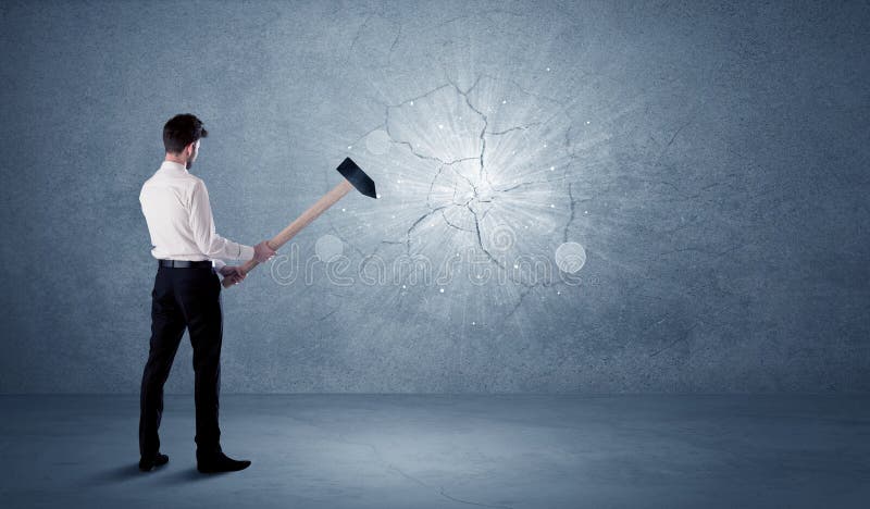 Punch destroy wall stock image. Image of broken, hand - 71500383