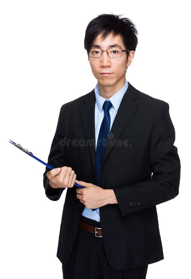 Business Man Hold with File Pad Stock Photo - Image of portrait, hold ...