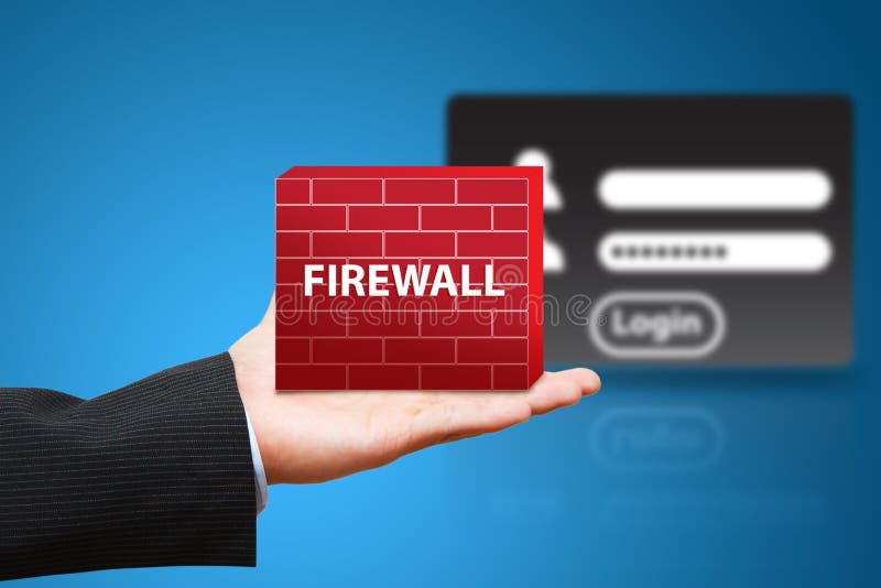 Business Man Hold Firewall To Protect Login User Stock Photo - Image of ...