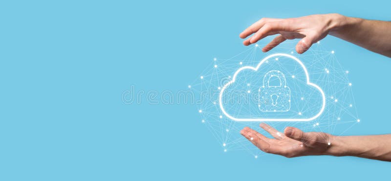 Business Man Hold,holding Cloud Computing Data and Security on Global ...
