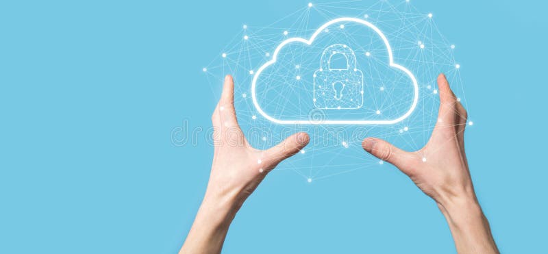 Business Man Hold,holding Cloud Computing Data and Security on Global ...