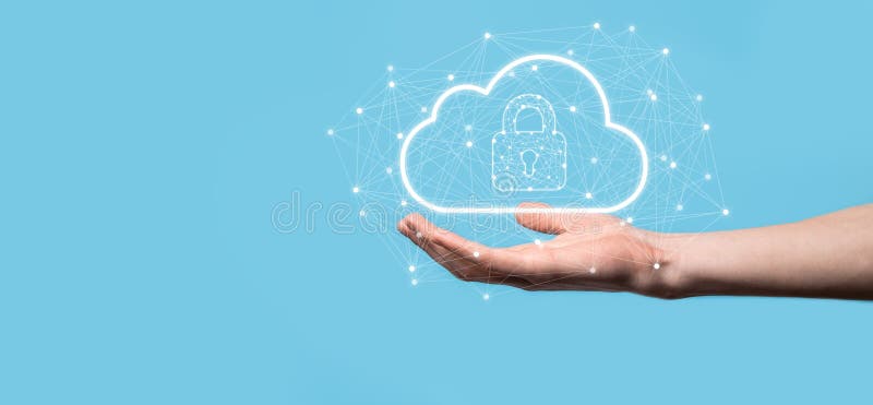 Business Man Hold,holding Cloud Computing Data and Security on Global ...