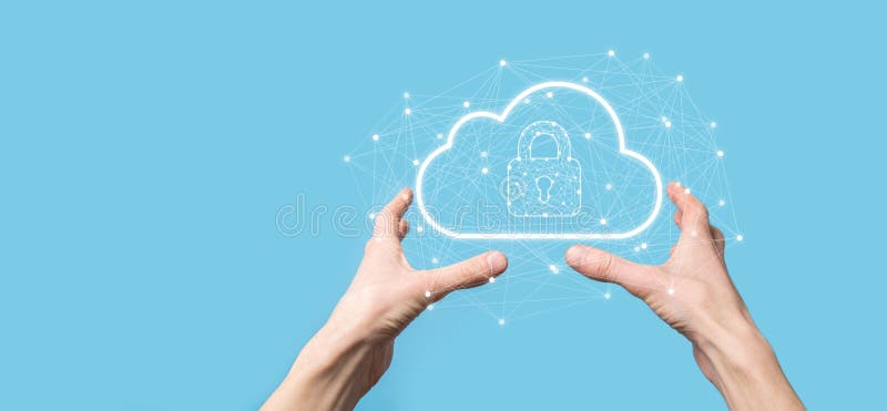 Business Man Hold,holding Cloud Computing Data and Security on Global ...
