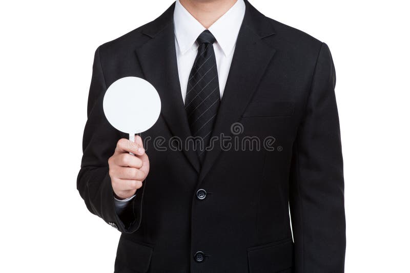Business Man Hold Label in Isolated Stock Photo - Image of person ...